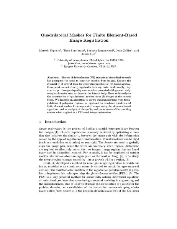 Pdf Quadrilateral Meshes For Finite Element Based Image Registration