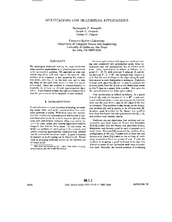 (PDF) Multicasting for multimedia applications