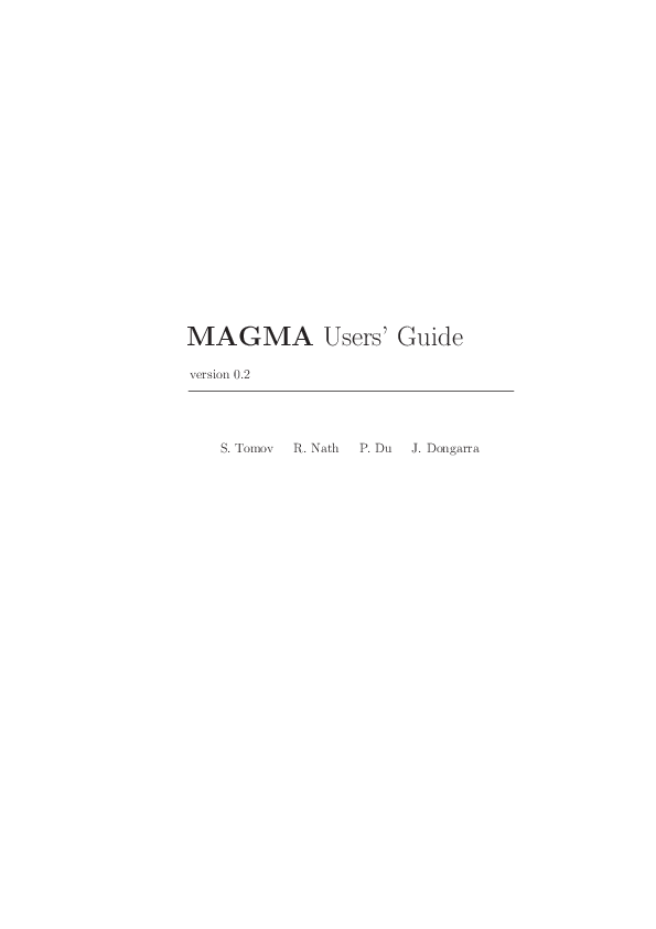 (PDF) MAGMA Users Guide