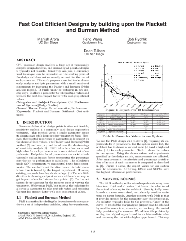 (PDF) Fast cost efficient designs by building upon the plackett and ...