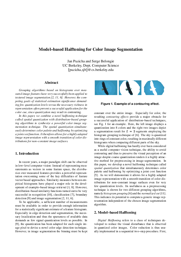(PDF) Model-based halftoning for color image segmentation