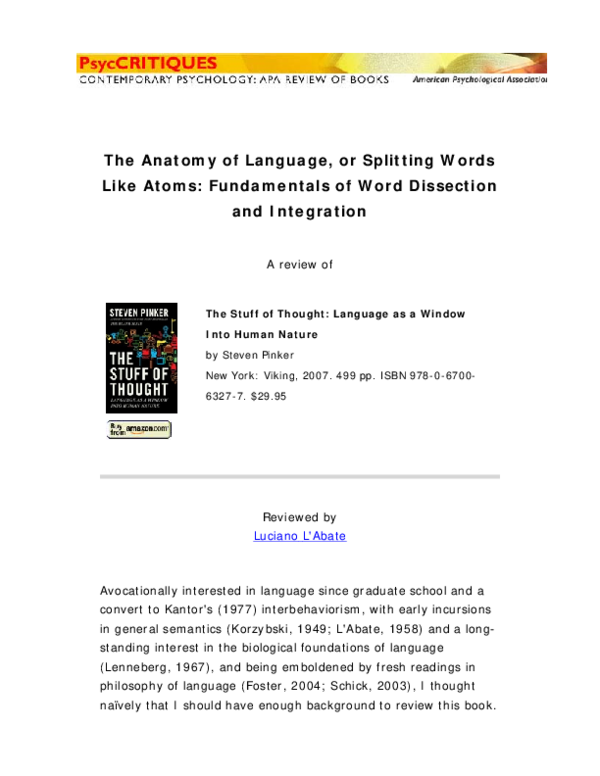 (PDF) The Anatomy of Language, or Splitting Words Like Atoms ...