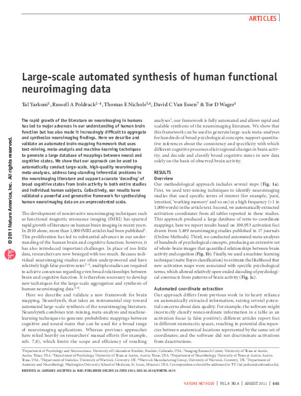 (PDF) Large-scale automated synthesis of human functional neuroimaging data