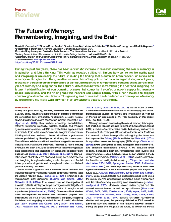 (PDF) The future of memory: remembering, imagining, and the brain