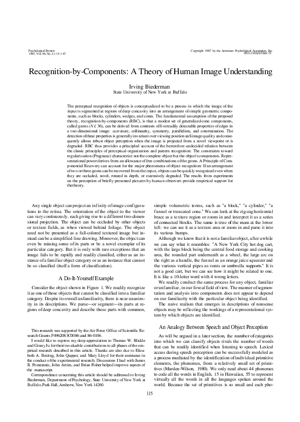 (PDF) Recognition-by-components: a theory of human image understanding.