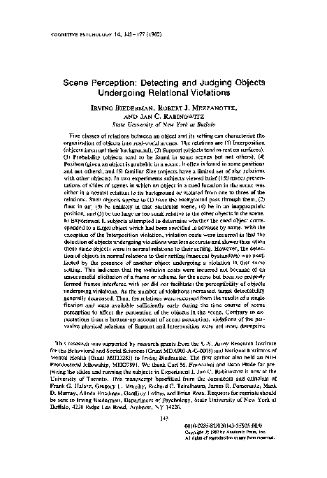 Pdf Scene Perception Detecting And Judging Objects Undergoing