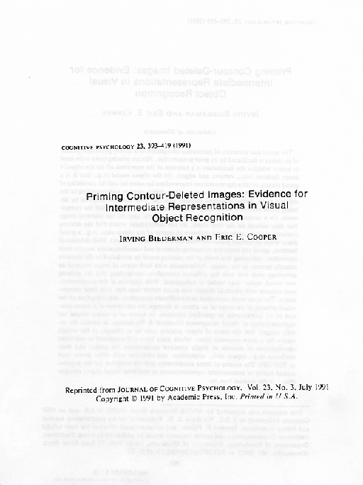 (PDF) Priming contour-deleted images: Evidence for intermediate representations in visual object ...