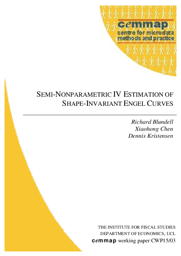 (PDF) Semi Nonparametric IV Estimation of Shape Invariant Engel Curves
