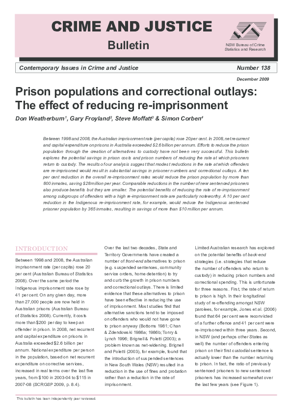 (PDF) Prison populations and correctional outlays: The effect of ... (PDF) Prison populations and correctional outlays: The effect of ...