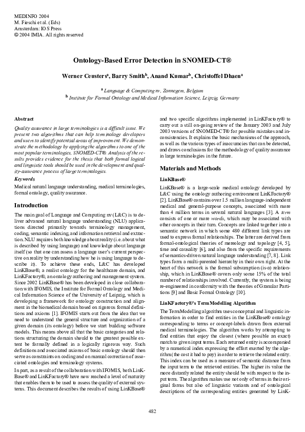 Pdf Ontology Based Error Detection In Snomed Ct 2759
