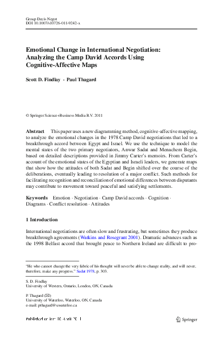 (PDF) Emotional change in international negotiation: Analyzing the Camp ...
