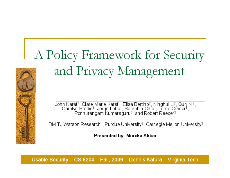 (PDF) Policy framework for security and privacy management