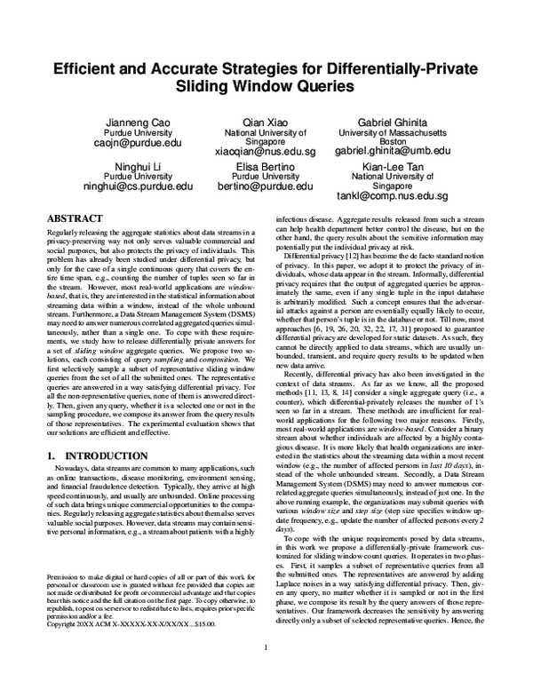 (PDF) Efficient and Accurate Strategies for Differentially-Private Sliding Window Queries
