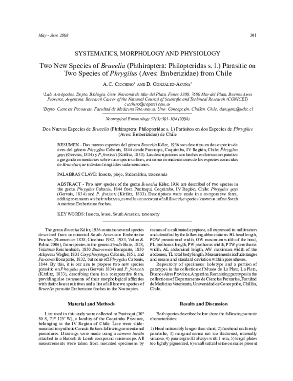(PDF) SYSTEMATICS, MORPHOLOGY AND PHYSIOLOGY Two New Species of ...