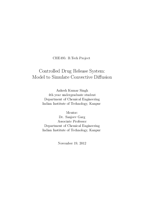 Simulation of Controlled Drug Release System