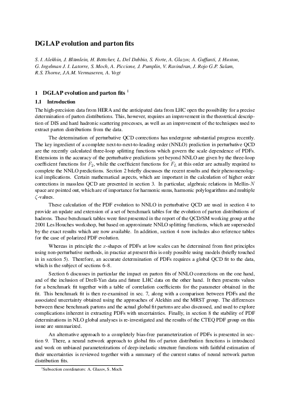 (PDF) DGLAP evolution and parton ts