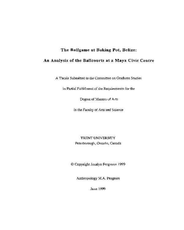 (PDF) The Ballgame at Baking Pot Belize: The Analysis of the Ballcourts ...