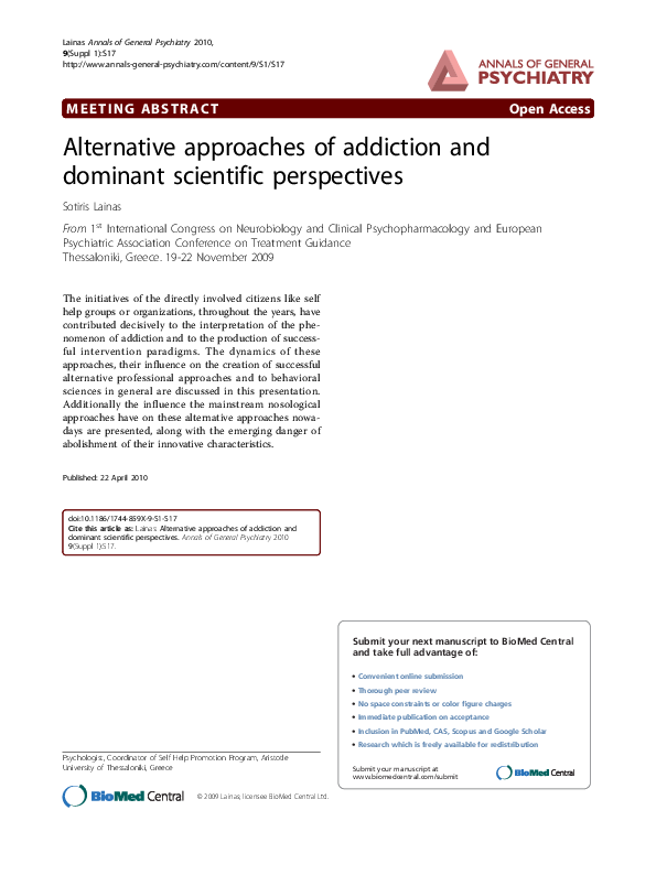 (PDF) Alternative approaches of addiction and dominant scientific ...
