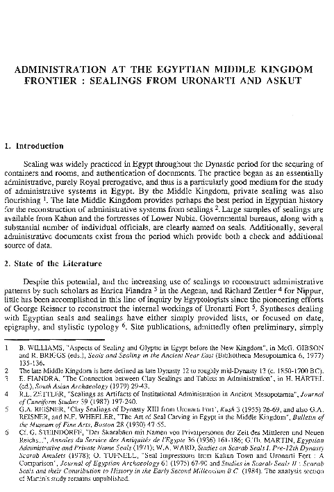 (PDF) Administration at the Egyptian Middle Kingdom Frontier: Sealings ...