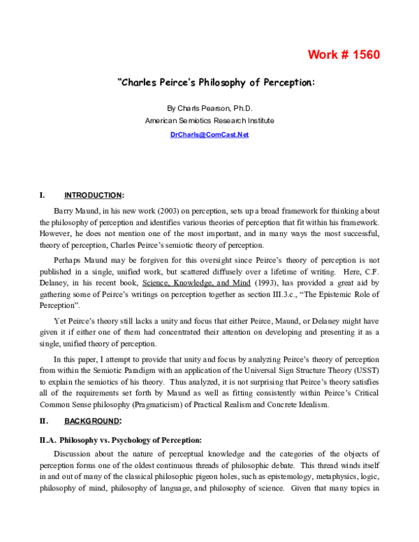 (DOC) Charles Peirce's Philosophy of Perception