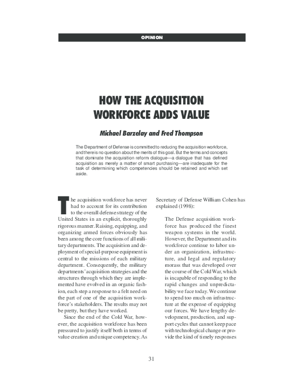 How the Acquisition Workforce Adds Value