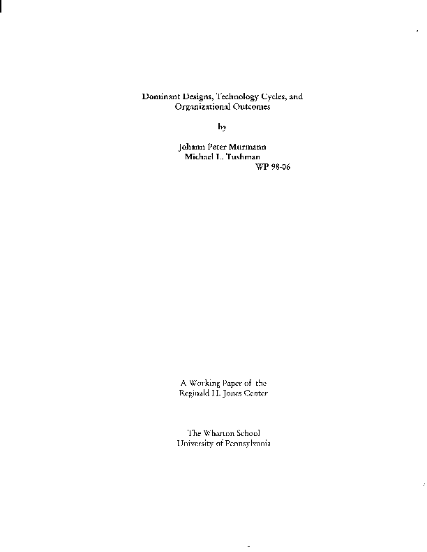 (PDF) Dominant designs, technology cycles, and organizational outcomes