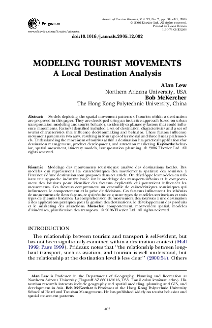 (PDF) Modeling tourist movements: A local destination analysis