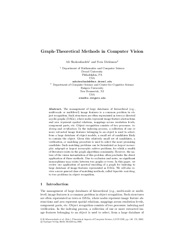 (PDF) Graph-theoretical methods in computer vision