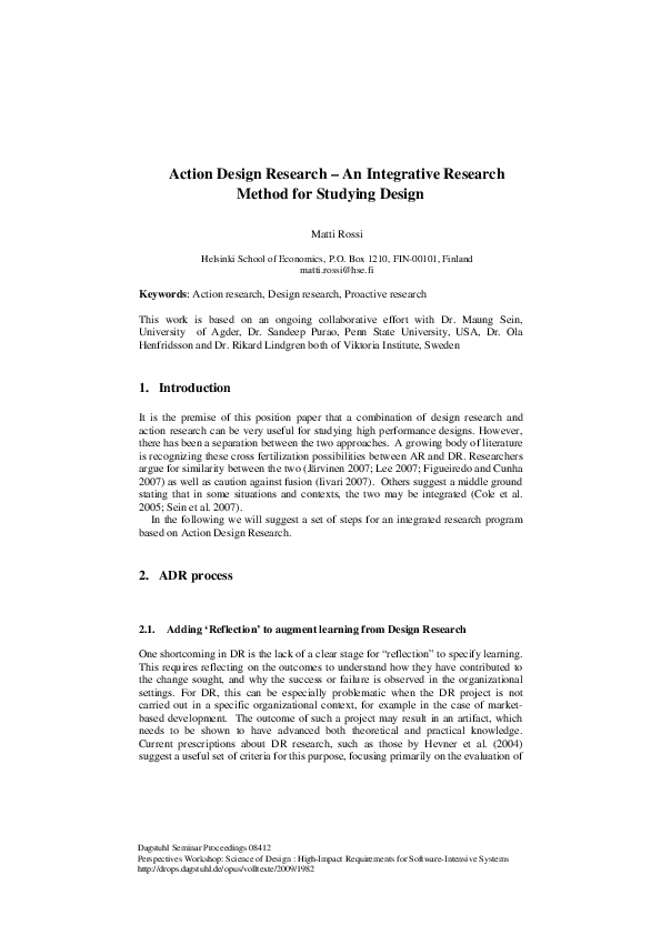 (PDF) Action Design Research-An Integrative Research Method for ...