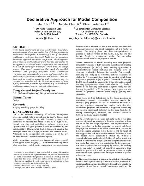 (PDF) Declarative approach for model composition (PDF) Declarative approach for model composition