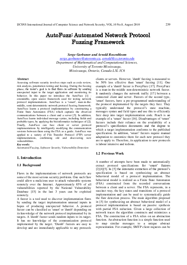 (PDF) Autofuzz: Automated network protocol fuzzing framework