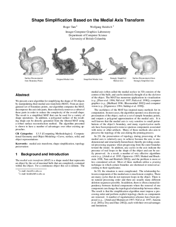 (PDF) Shape simplification based on the medial axis transform