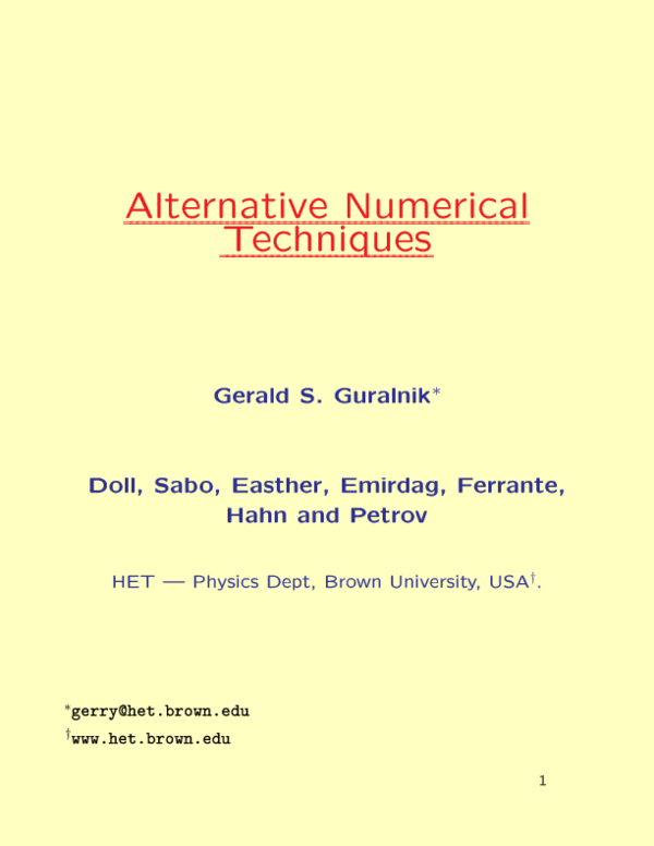 (PDF) Alternative numerical techniques