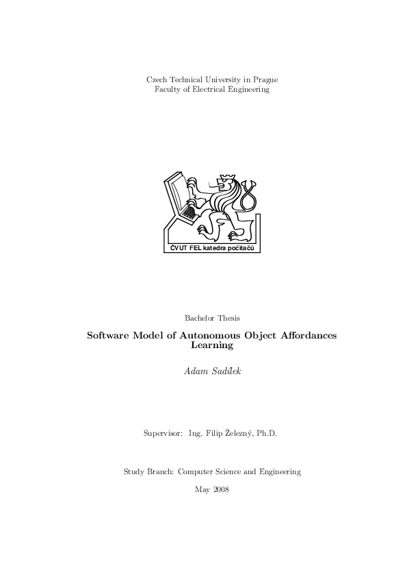(PDF) Software Model of Autonomous Object Affordances Learning