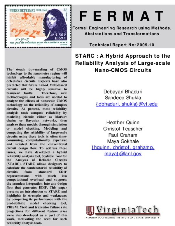 (PDF) STARC: A Hybrid Approach to the Reliability Analysis of Large-scale Nano-CMOS Circuits