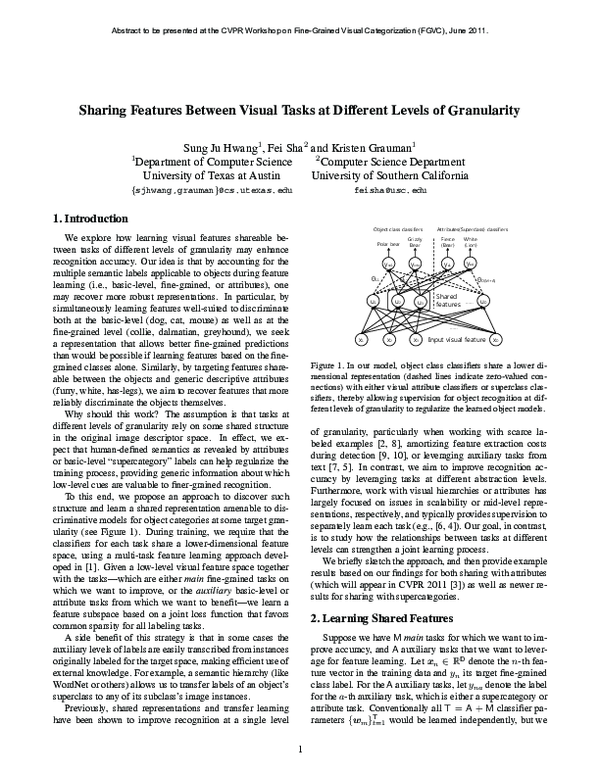 (PDF) Sharing Features Between Visual Tasks at Different Levels of ...