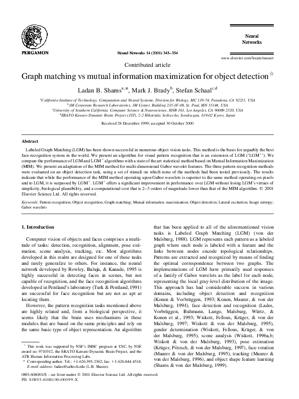 Pdf Graph Matching Vs Mutual Information Maximization For Object Detection