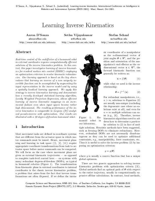 (PDF) Learning inverse kinematics