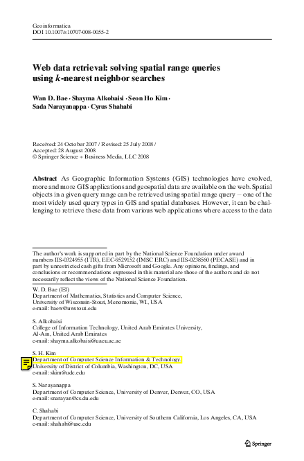 Pdf Web Data Retrieval Solving Spatial Range Queries Using K Nearest Neighbor Searches