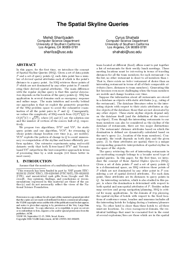 (PDF) The spatial skyline queries