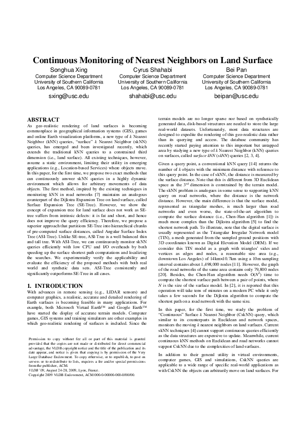 (PDF) Continuous monitoring of nearest neighbors on land surface
