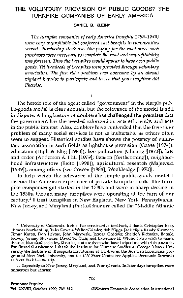 (PDF) The voluntary provision of public goods? The turnpike companies ...