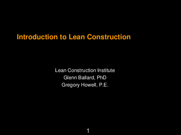 (PDF) Introduction to Lean Construction