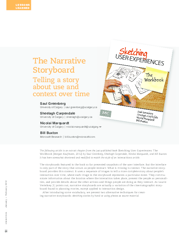 (PDF) The narrative storyboard: telling a story about use and context ...