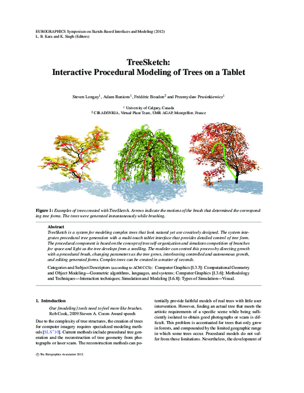 (PDF) TreeSketch: interactive procedural modeling of trees on a tablet