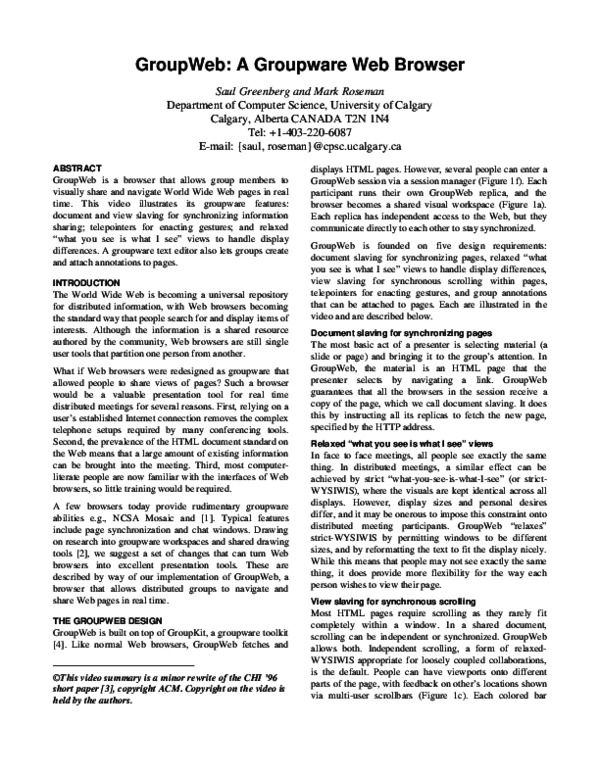 (PDF) GroupWeb: A groupware web browser