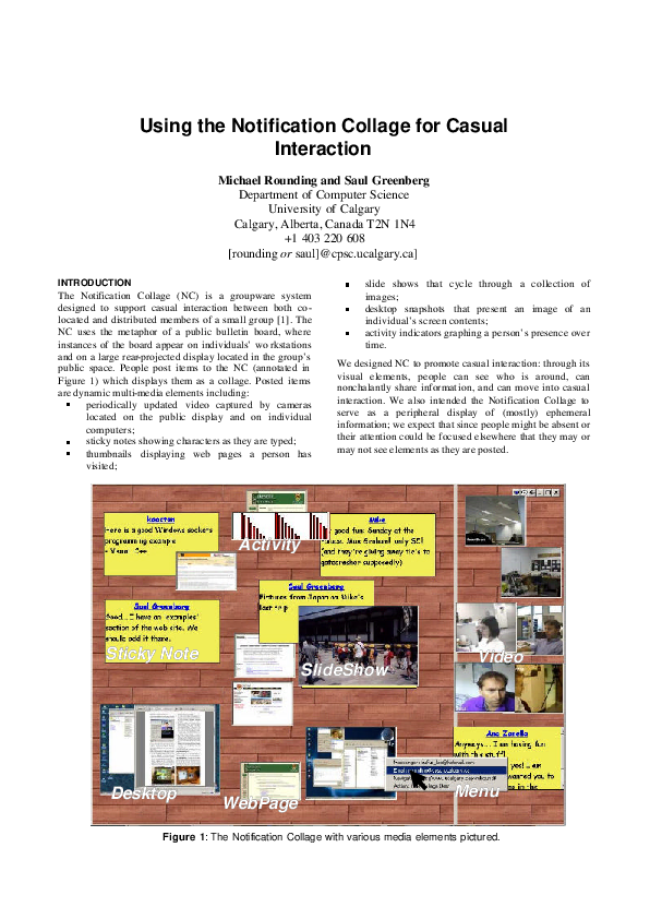 (PDF) Using the Notification Collage for Casual Interaction