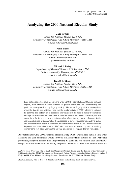 (PDF) Analyzing the 2000 National Election Study