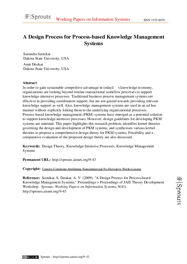 (PDF) A Design Process for Process-based Knowledge Management Systems