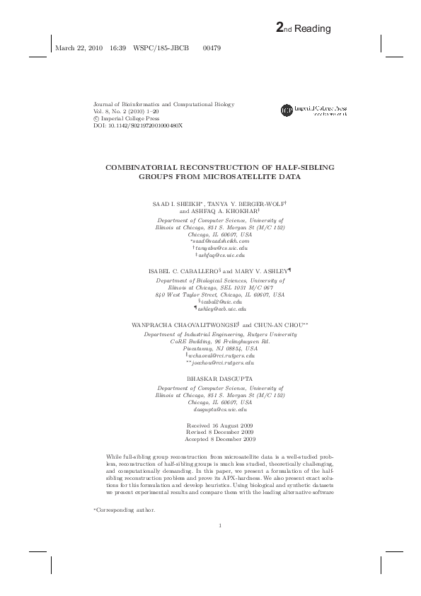 (PDF) Combinatorial reconstruction of half-sibling groups from microsatellite data
